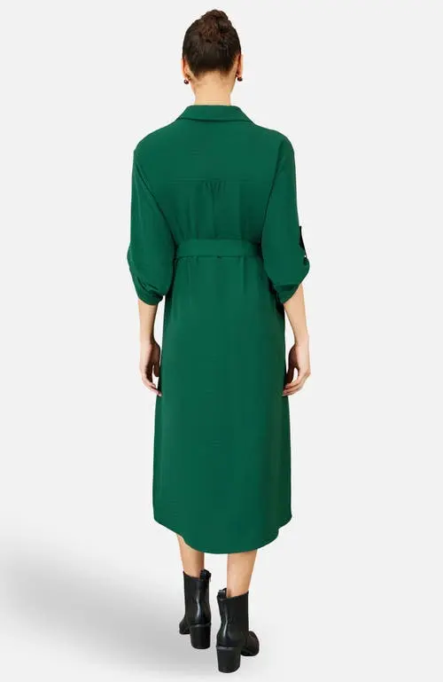 YUMI Stretch Midi Shirt Dress