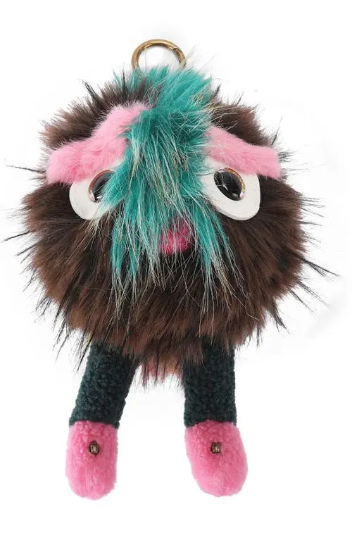 Kurt Geiger Mascot Faux Fur Pompom Bag Charm - Brown/oth