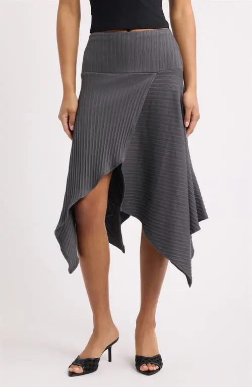 FENERS Name Ribbed Midi Skirt With Asymmetrical Handkerchief Hem - Gris