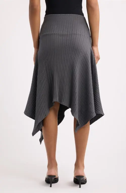 FENERS Name Ribbed Midi Skirt With Asymmetrical Handkerchief Hem
