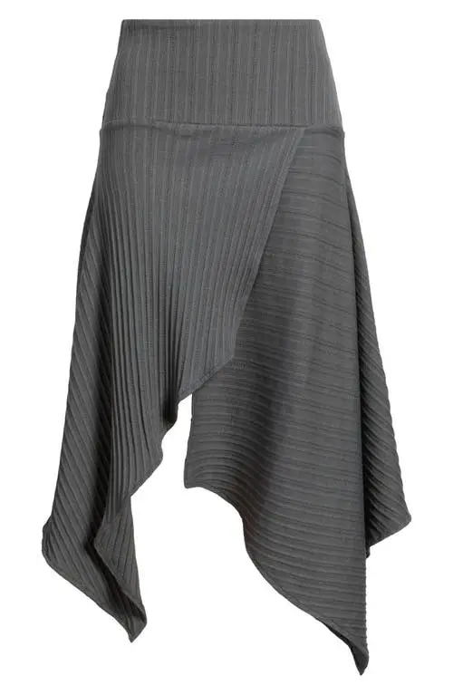 FENERS Name Ribbed Midi Skirt With Asymmetrical Handkerchief Hem