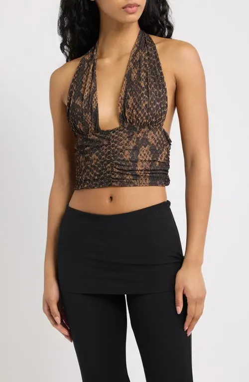 FENERS Festa Snakeskin Print Halter Top