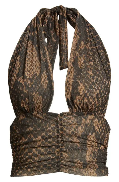 FENERS Festa Snakeskin Print Halter Top