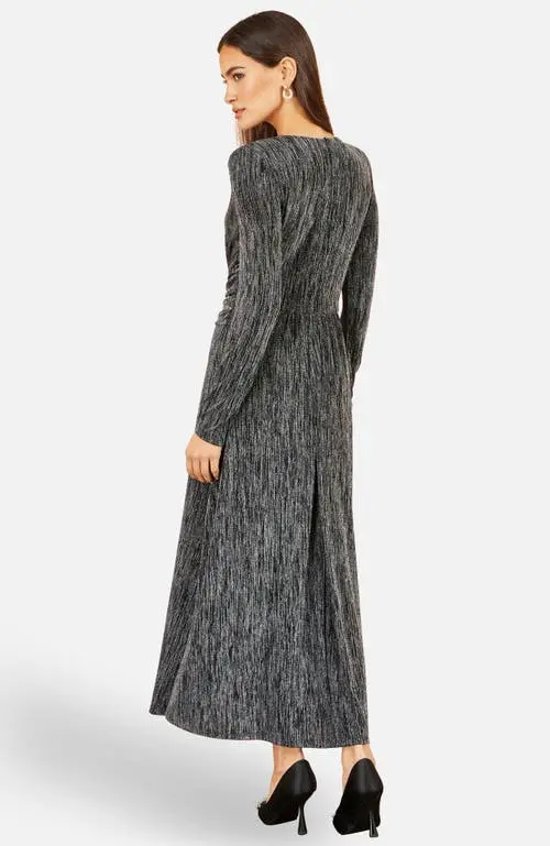 YUMI Metallic Twist Waist Maxi Dress