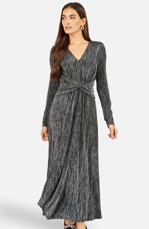 YUMI Metallic Twist Waist Maxi Dress