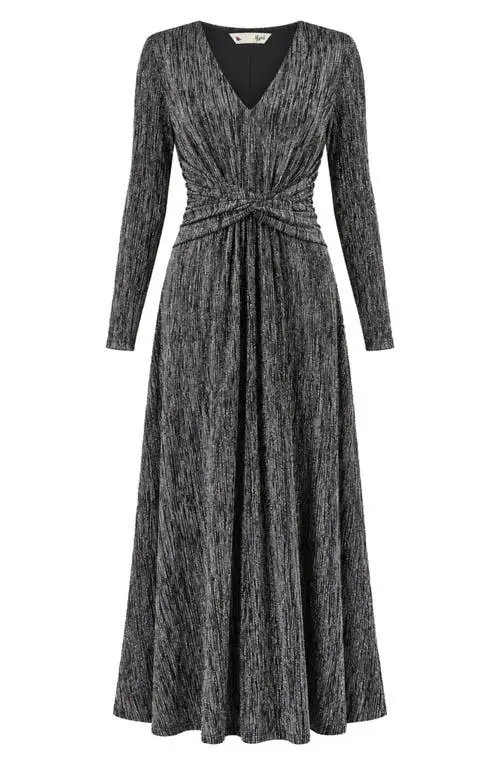 YUMI Metallic Twist Waist Maxi Dress