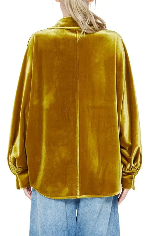 CIEBON Amira Oversized Stretch Velvet Shirt