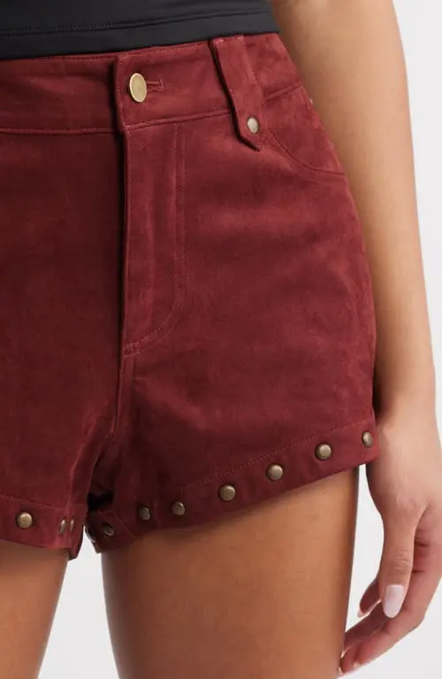 KITTENISH Studded Faux Suede Shorts - Bardot