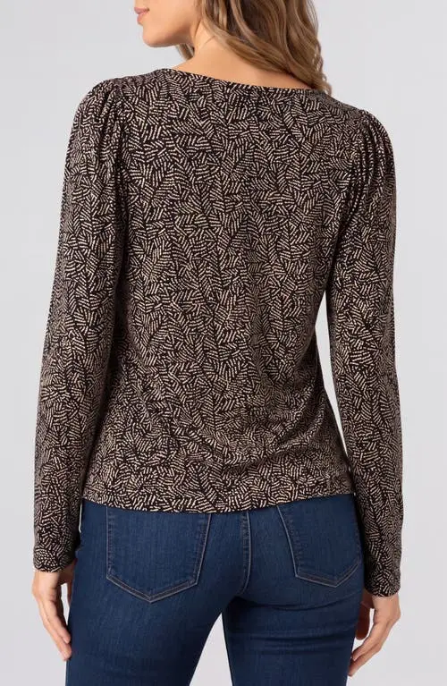 LIVERPOOL Abstract Print Knit Boat Neck Long Sleeve Top