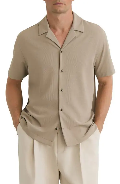 REISS River Textured Camp Shirt - Stone