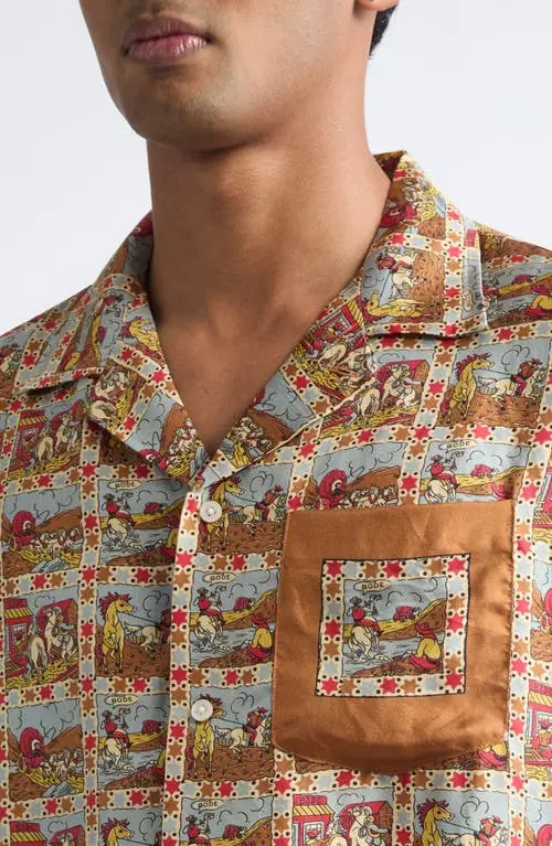 BODE Cowboy Comic Silk Camp Shirt