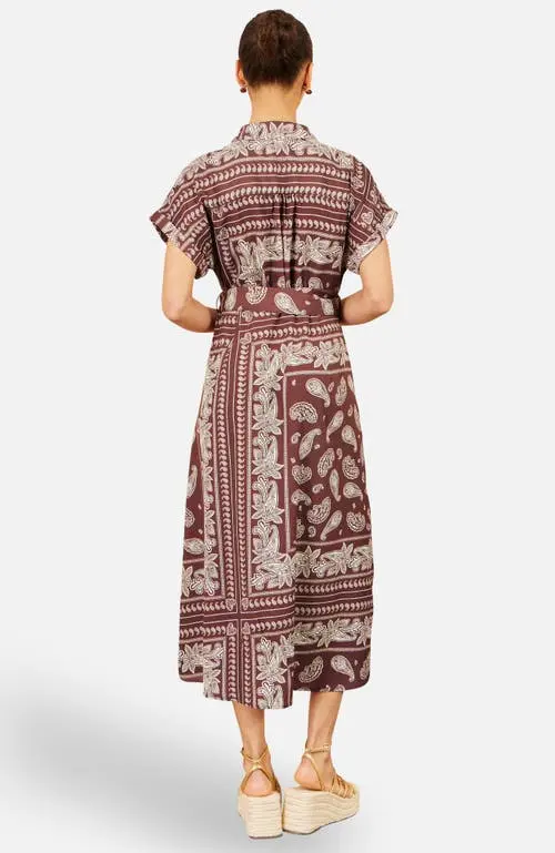 YUMI Paisley Print Midi Shirt Dress