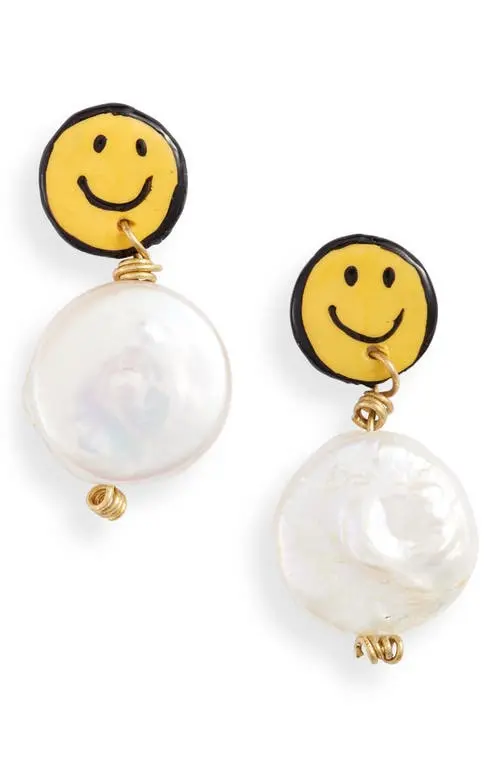 SUSAN ALEXANDRA Smiley Freshwater Pearl Drop Earrings - Multi