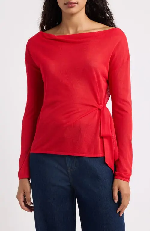 Mango Magnolia Side-tie Fine-knit Sweater - Red