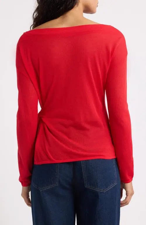 Mango Magnolia Side-tie Fine-knit Sweater - Red