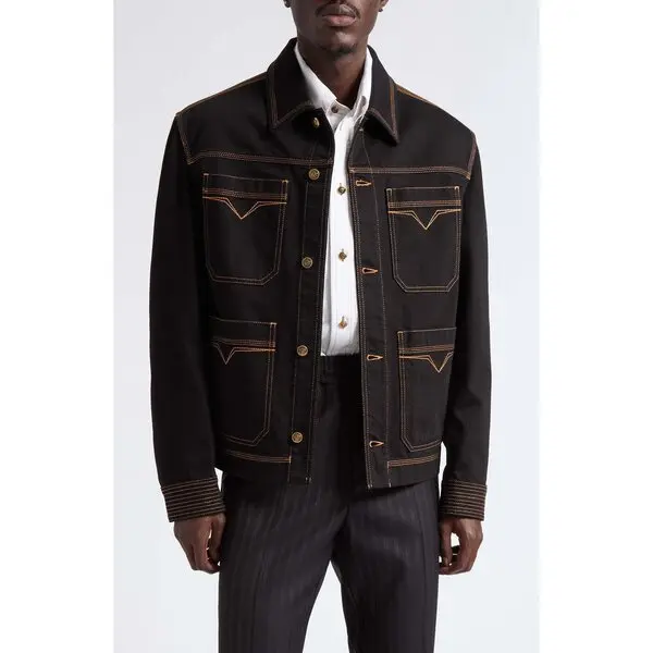 Versace Denim Jacket With Medusa Hardware