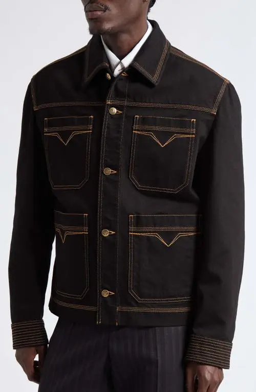 Versace Denim Jacket With Medusa Hardware