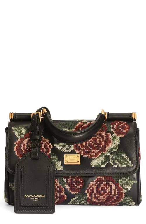 Dolce & Gabbana Needlepoint Small Sicily Leather Handbag