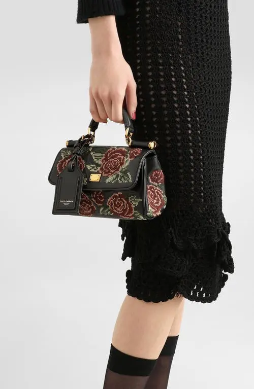 Dolce & Gabbana Needlepoint Small Sicily Leather Handbag