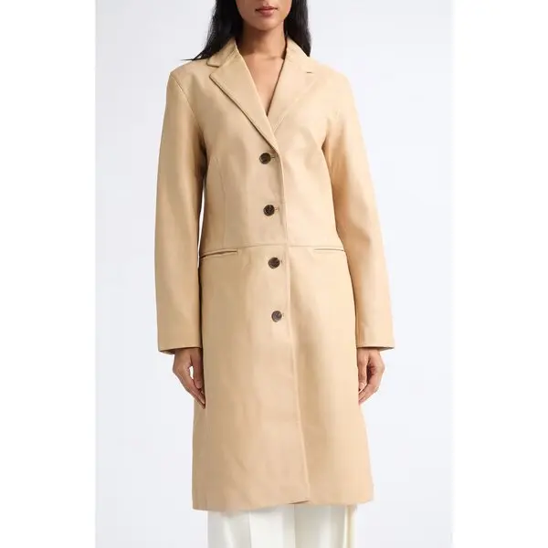Staud Wyatt Leather Coat - Cashew