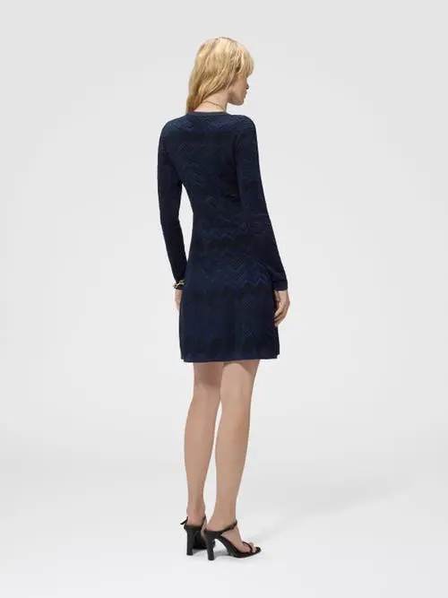 Missoni Zig Zag Viscose And Wool Crewneck Dress