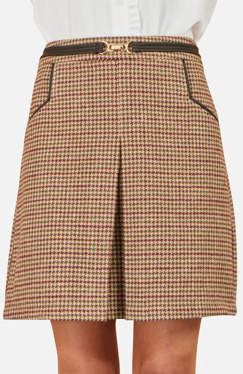 YUMI Tailored Check Mini Skirt - Brown