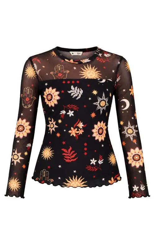 YUMI Celestial Print Mesh Top