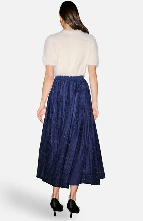 YUMI Sparkle Print Mesh Maxi Skirt