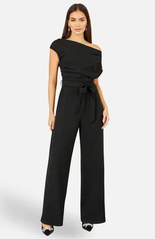 YUMI Asymmetrical Ruched Stretch Jumpsuit