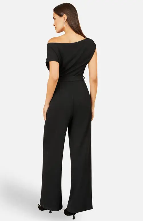 YUMI Asymmetrical Ruched Stretch Jumpsuit