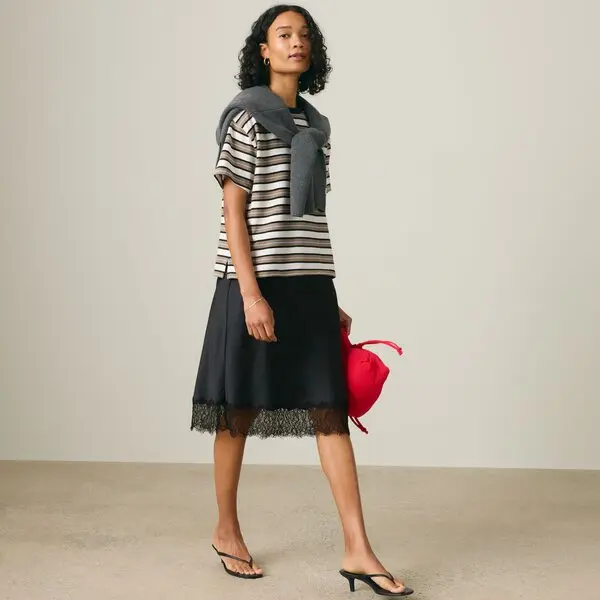 LEVI'S Lynn Midi Skirt With Lace Hem - Anthracite Night