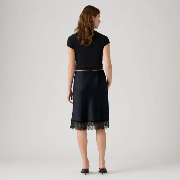 LEVI'S Lynn Midi Skirt With Lace Hem - Anthracite Night