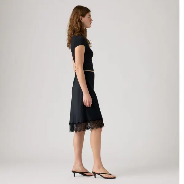 LEVI'S Lynn Midi Skirt With Lace Hem - Anthracite Night