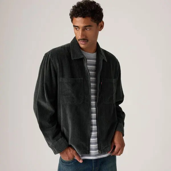 LEVI'S Ports Boxy Corduroy Zip-up Overshirt - Dark Phantom