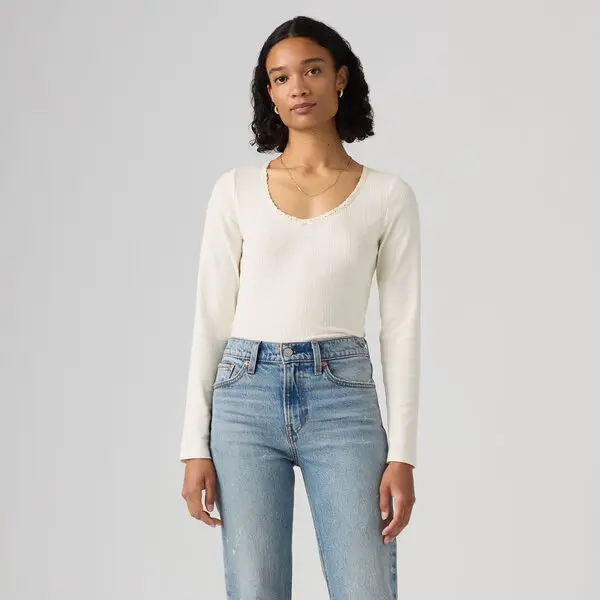 LEVI'S Dry Goods Pointelle Lace Long-sleeve Top