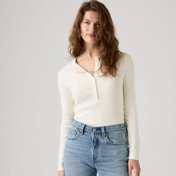 LEVI'S Essential Long-sleeve Henley - Egret