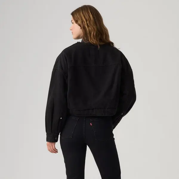 LEVI'S Collarless Cropped Sherpa Trucker Jacket