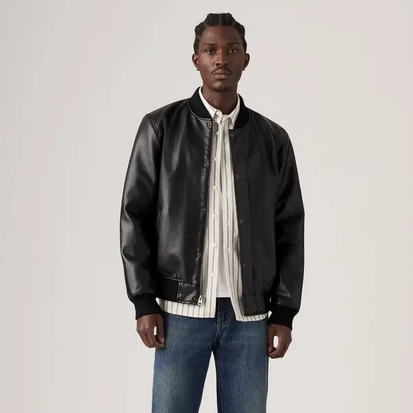 LEVI'S Faux Leather Varsity Bomber Jacket