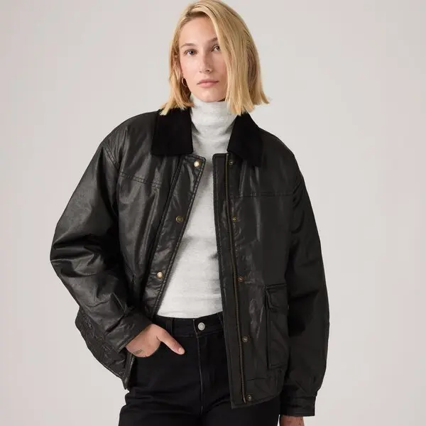LEVI'S Waxed Cotton Dad Bomber Jacket - Black