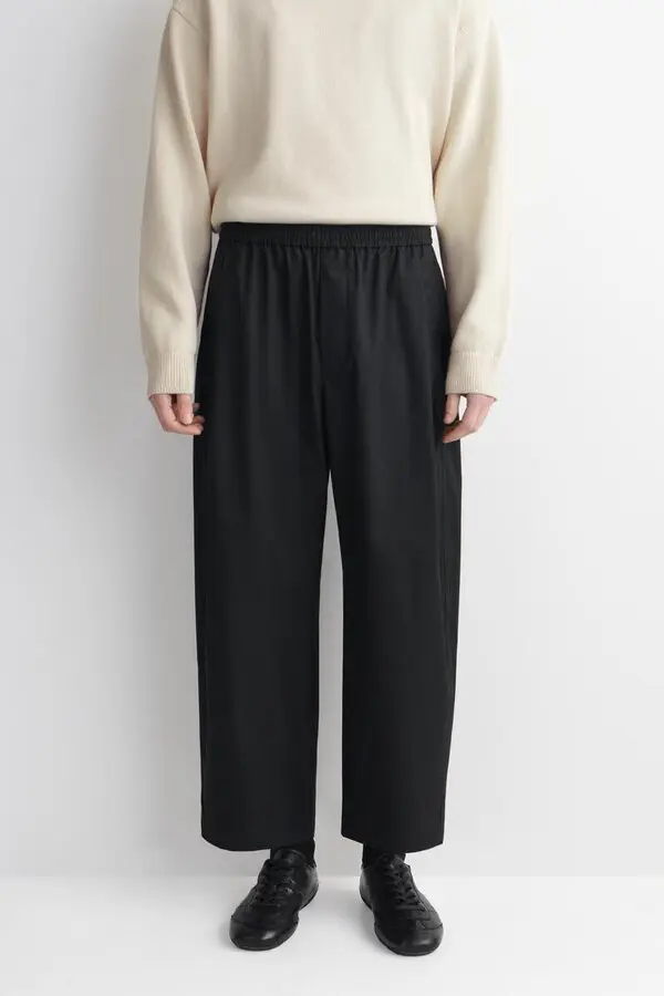 Cos Cropped Elasticated Relaxed-fit Wide-leg Pants