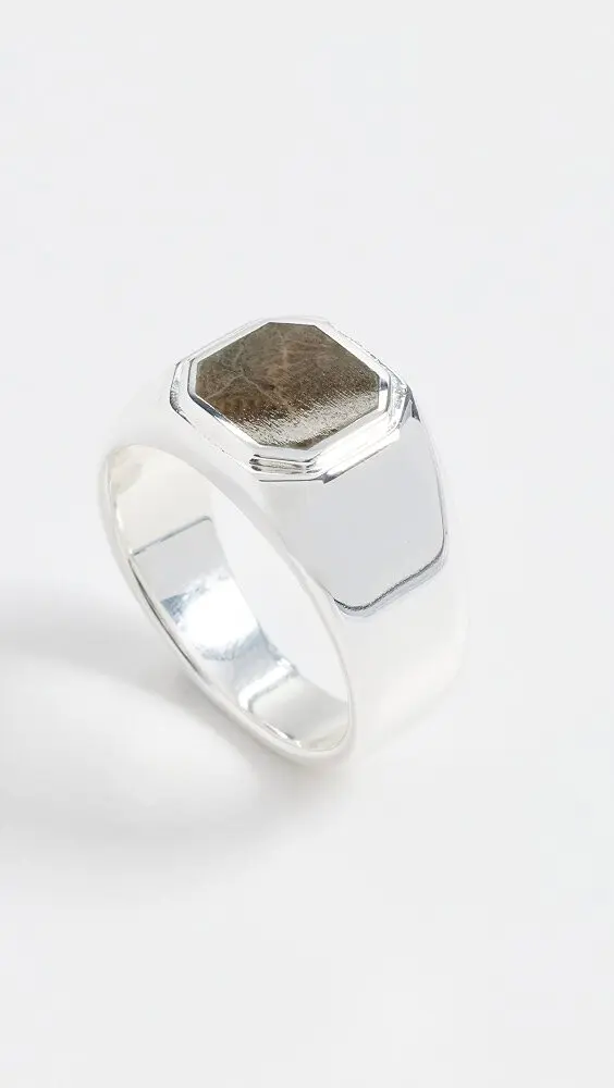 Shinola Petoskey Octagonal Inlay Signet Ring