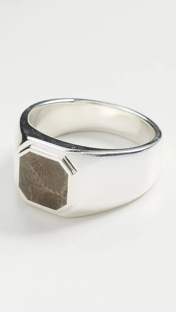 Shinola Petoskey Octagonal Inlay Signet Ring