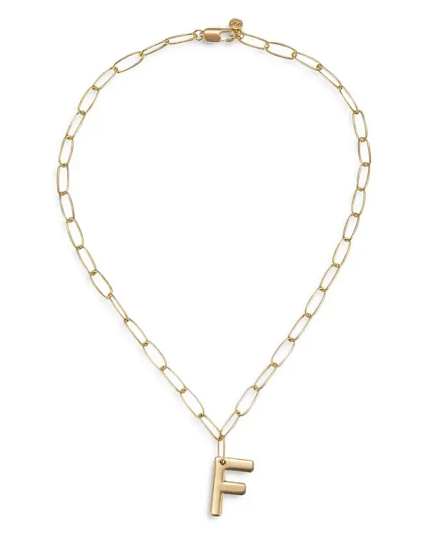 Ettika Gold Plated Paperclip Link Chain Initial Pendant Necklace - F