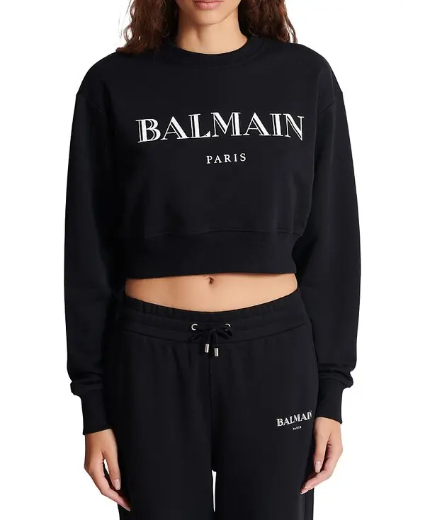 Balmain Printed Crew-neck Sweatshirt - Black