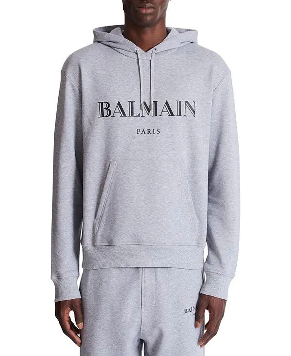 Balmain Printed Hoodie - Grey