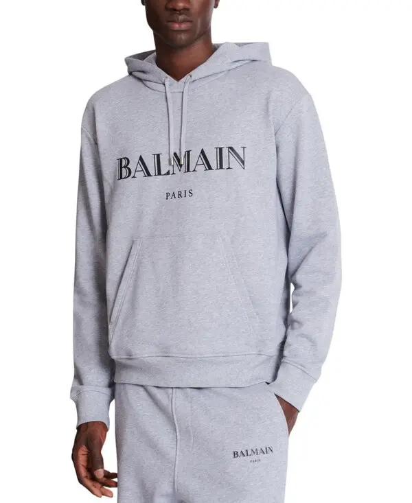 Balmain Printed Hoodie - Grey