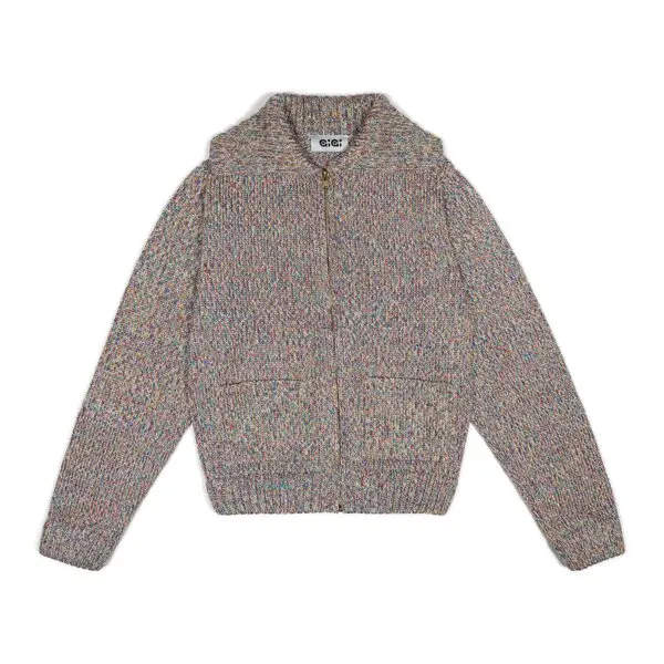 GIGI KNITWEAR Neutrals Goldie Zip Cardigan In Multi Lurex - Beige