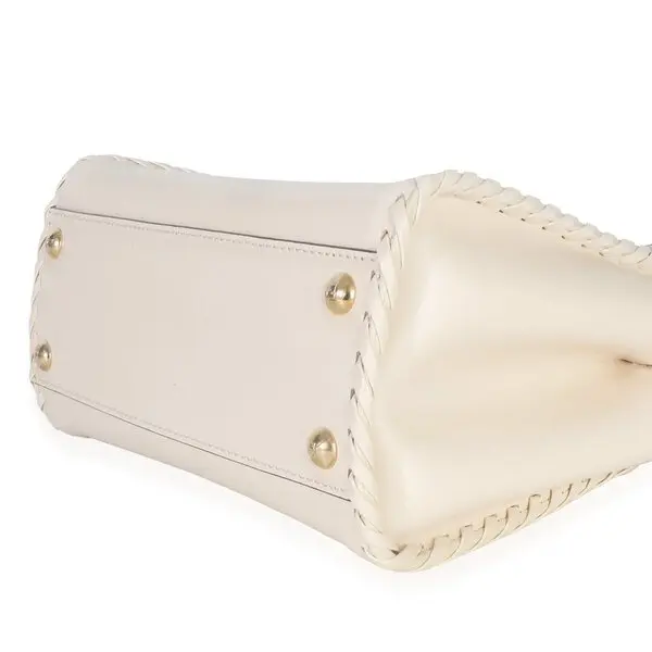 Fendi Cream Vitello King Interlace Peekaboo Iconic Satchel