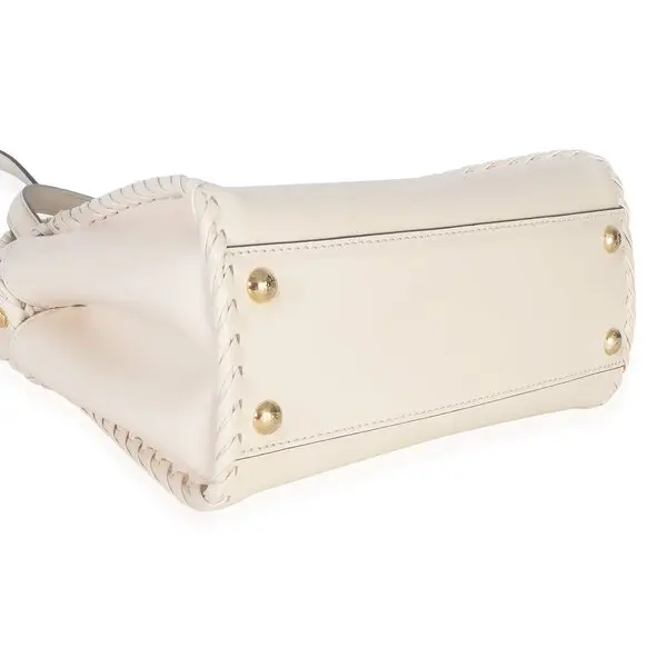 Fendi Cream Vitello King Interlace Peekaboo Iconic Satchel