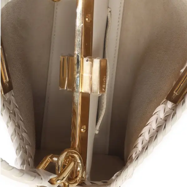 Fendi Cream Vitello King Interlace Peekaboo Iconic Satchel
